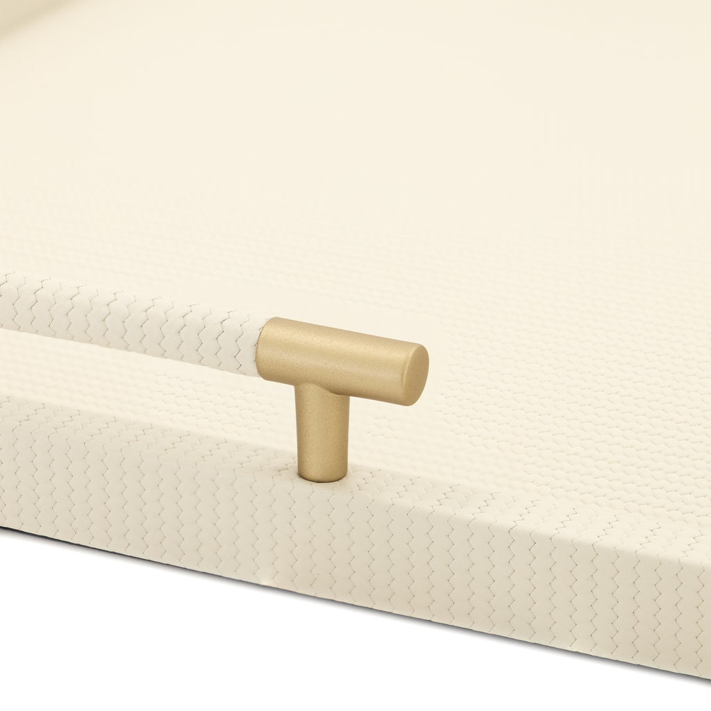 Dedalo Tray with Satin Gold Handles Cream (L 45 x W 29.5) cm