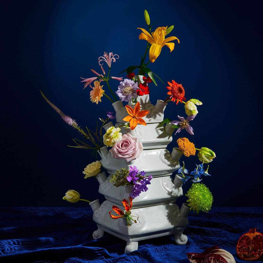 Layer Vase White (L 27 x W 27 x H 58) cm