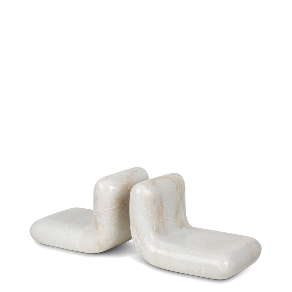 Stone Bookends White Set of 2