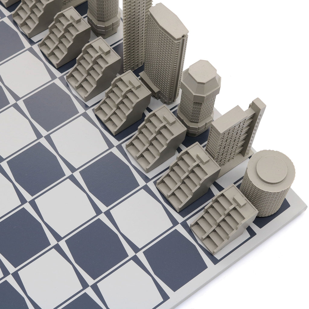 Chess Set London Brutalist Edition with Wooden Board — Cities Online Store